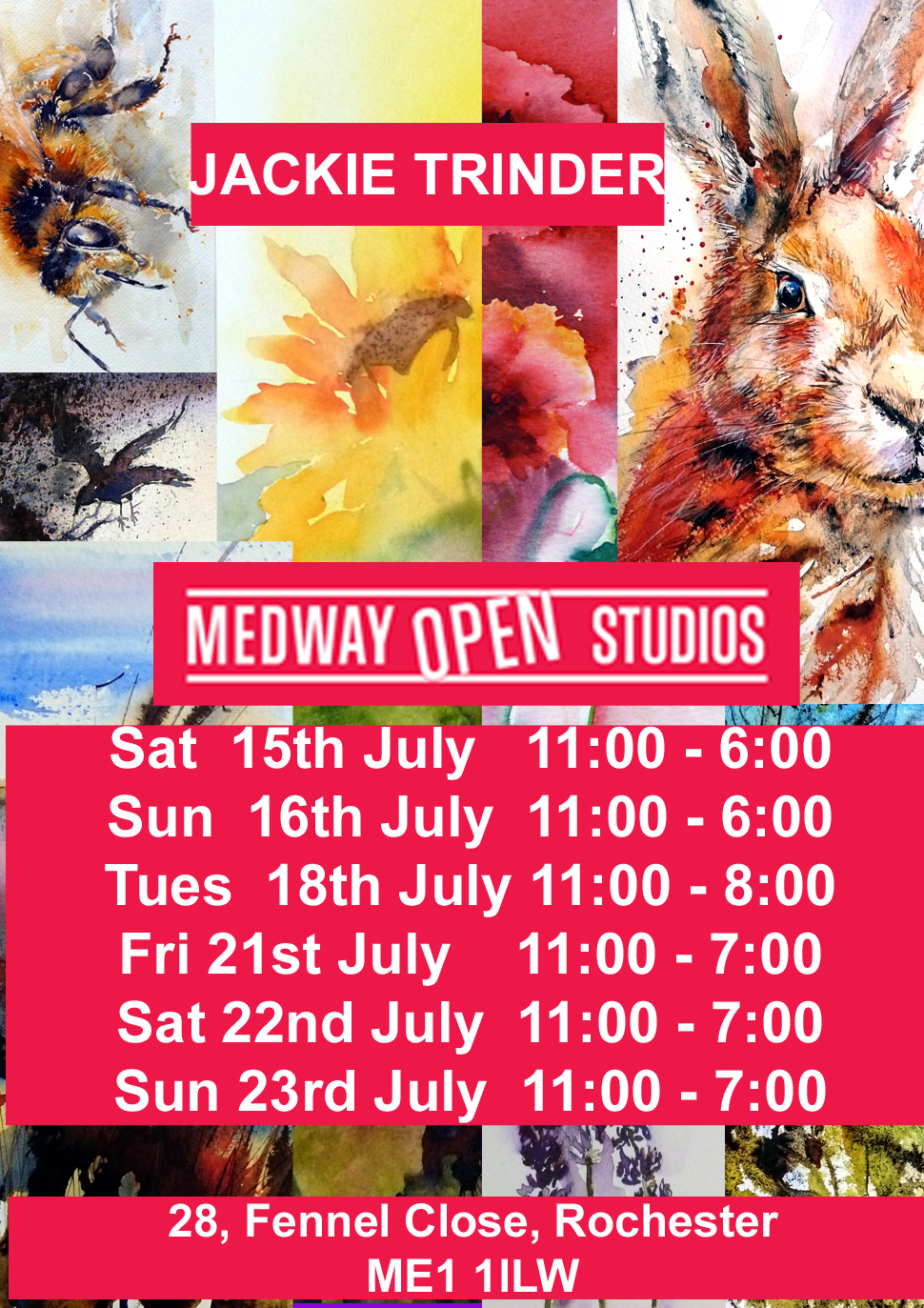 2017 Medway Open Studios flyer and times – Jackie Trinder